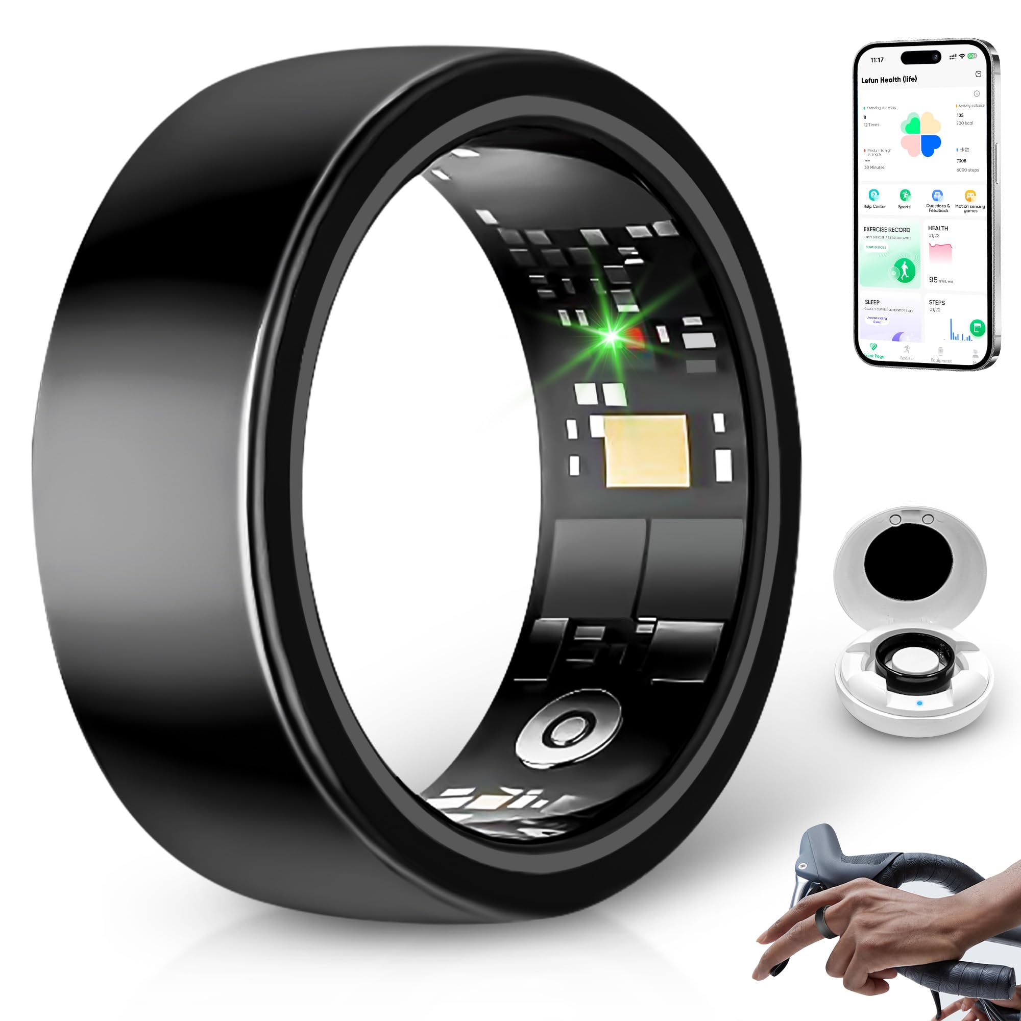 Smart Rings for Women Men, (Black 11#) - Aliangsclub