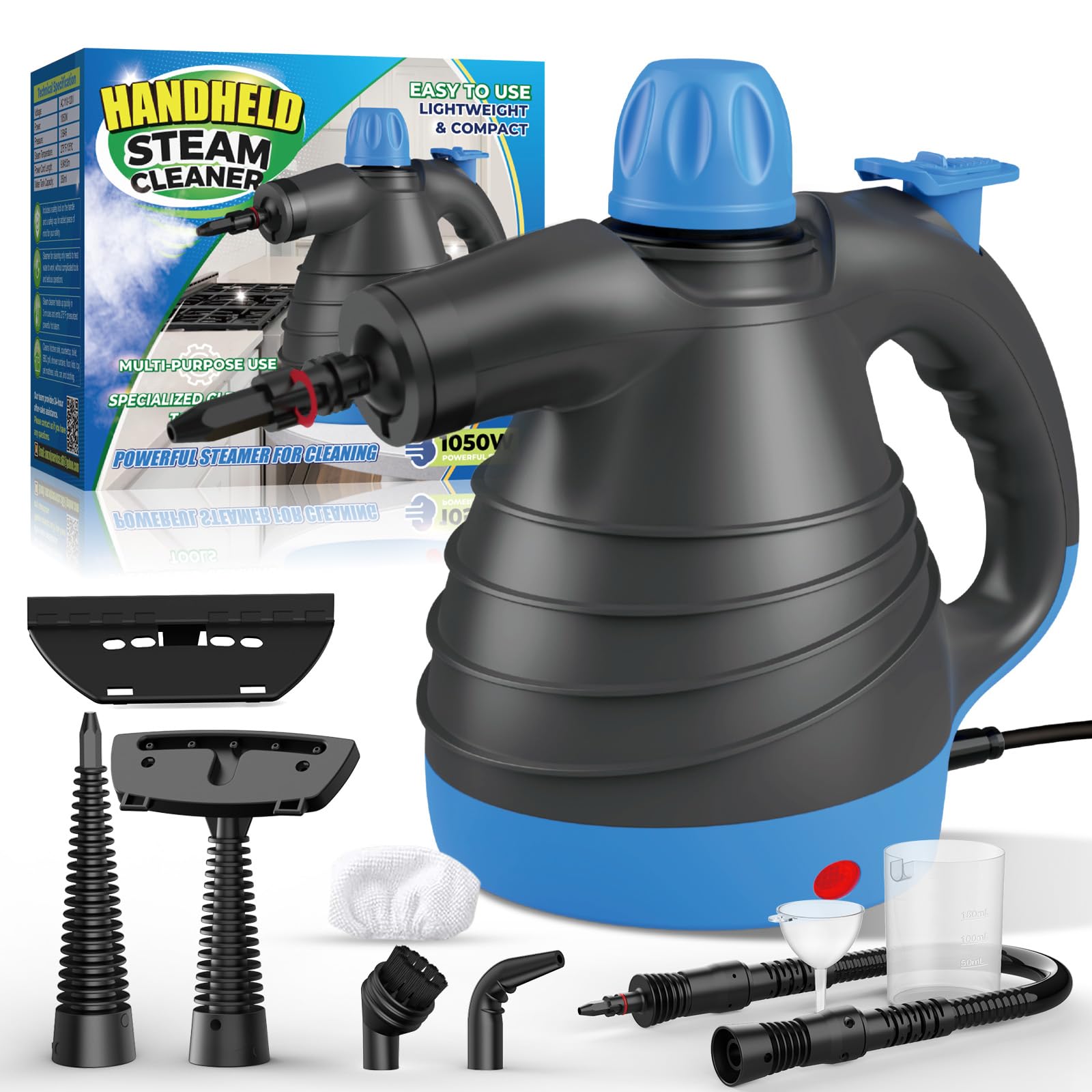 Pressurized Handheld Steam Cleaner with 9pcs Accessories, Multi-Purpose ...