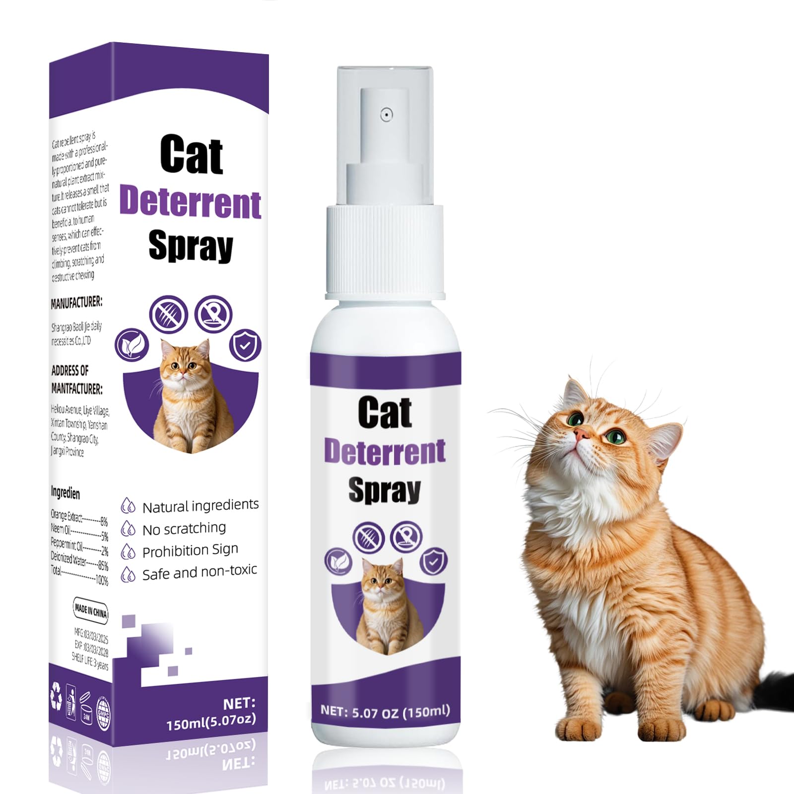 3 In 1 Cat Deterrent Spray,Cat Repellent Spray,Cat Spray Deterrent ...